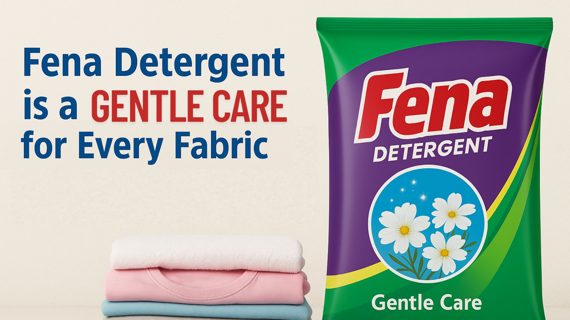Tough on Stains and Gentle on Clothes, Featuring Fena Detergent Powder